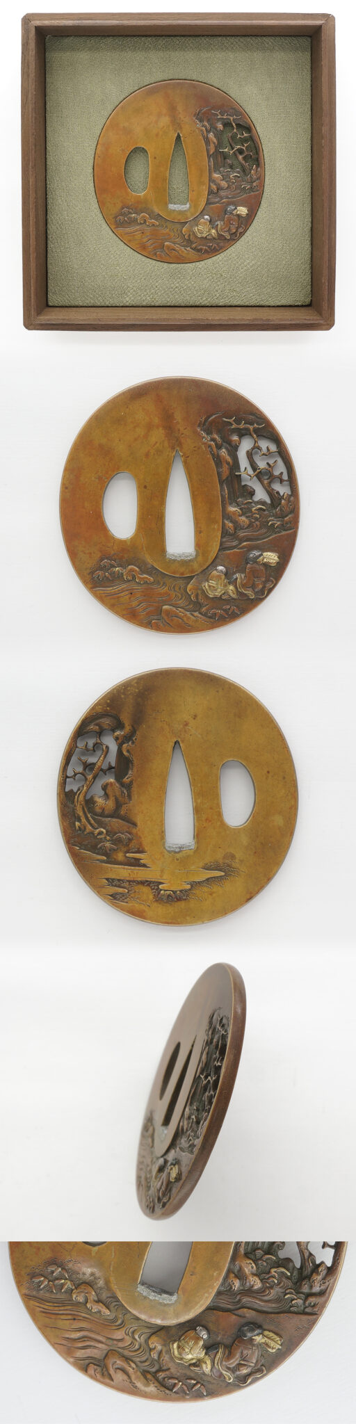 Fuchi Kashira: Mumei (unsigned) Wave Pattern | Japanese Sword Online Museum